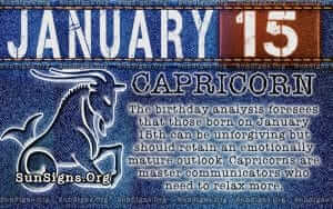 January 15 Zodiac Horoscope Birthday Personality - SunSigns.Org