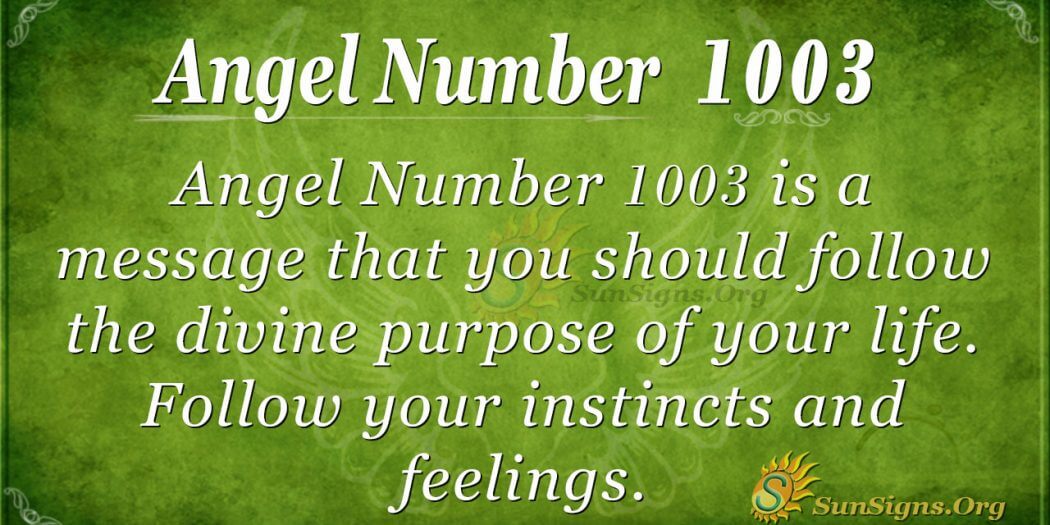 Angel Number 1003 Meaning: Divine Purpose - SunSigns.Org