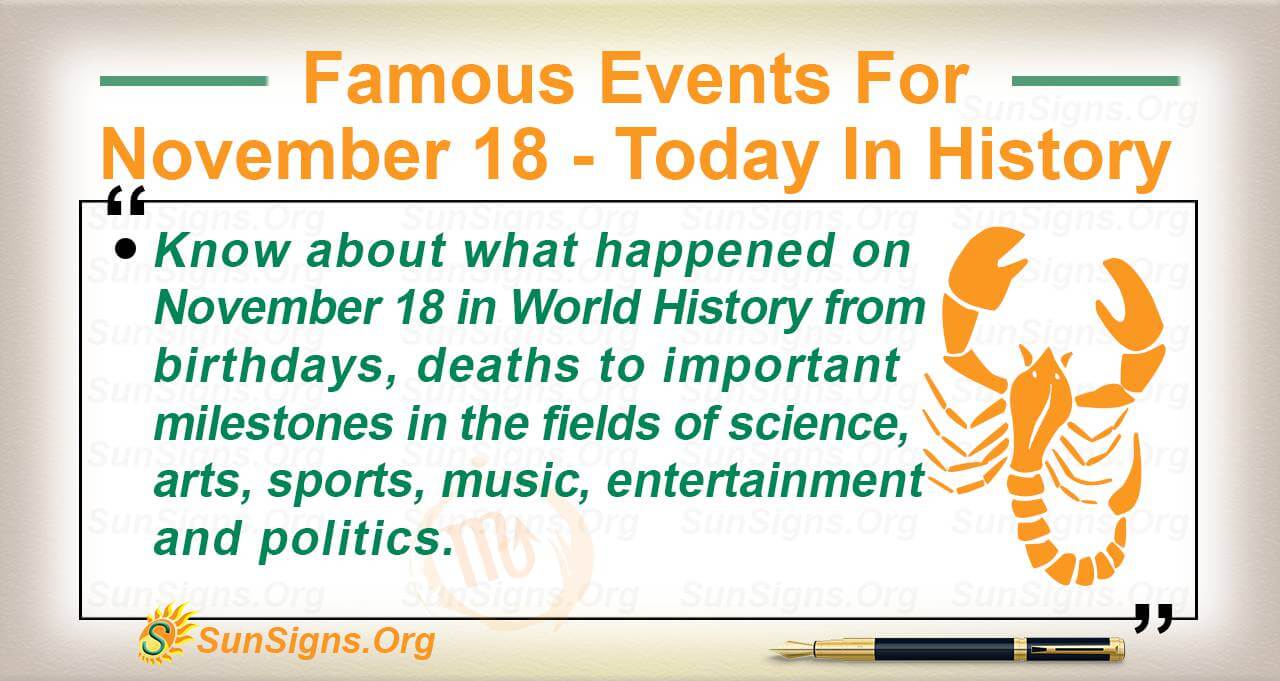 Famous Events For November 18 - Today In History - SunSigns.Org